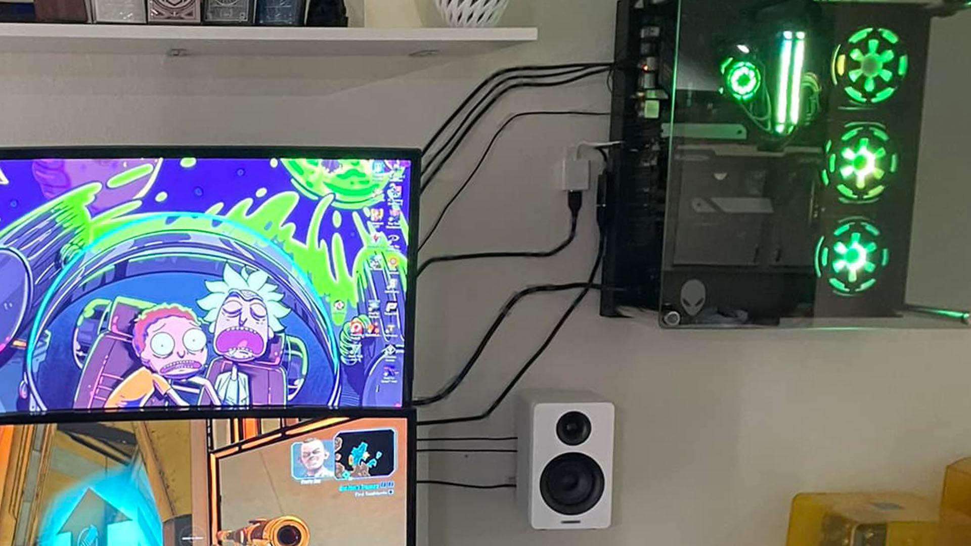 Wall-mounted everything is the key to this tidy gaming PC build